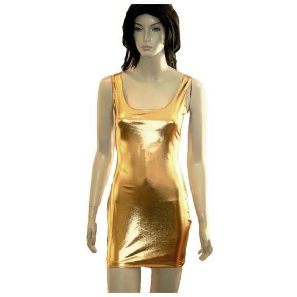 Dresses | Metallic Lycra Mini Bodycon Dress Size Xl | Poshmark